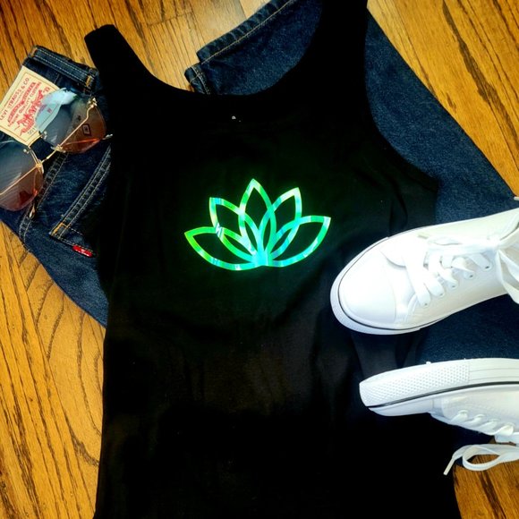 Tops | Holographic Lotus Tank Top | Poshmark